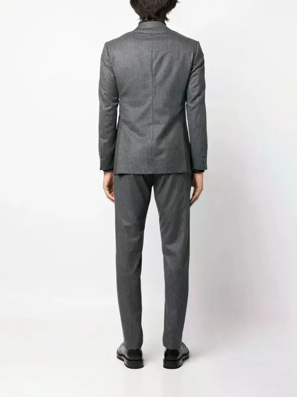 D4.0 Pinstripe-pattern Single-breasted Blazer - Grey