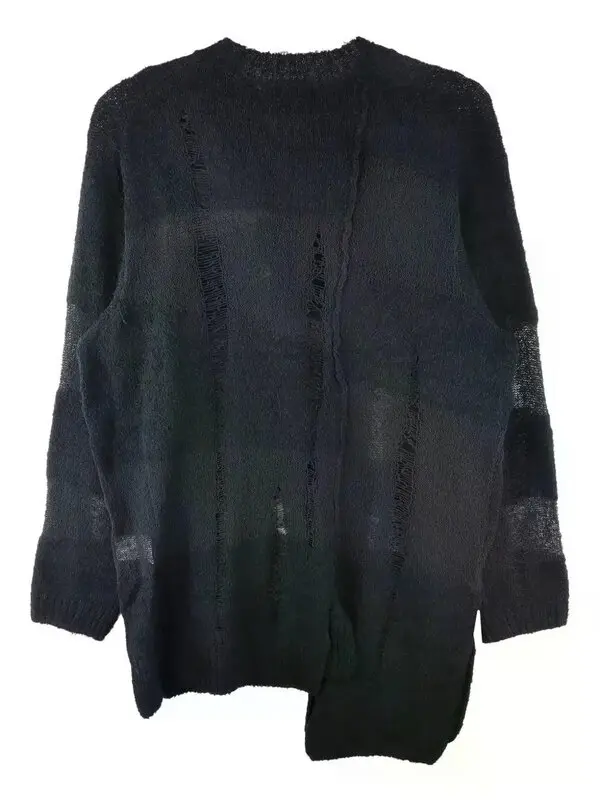 Yohji Yamamoto Distressed Crew Neck Long Sleeve Sweater