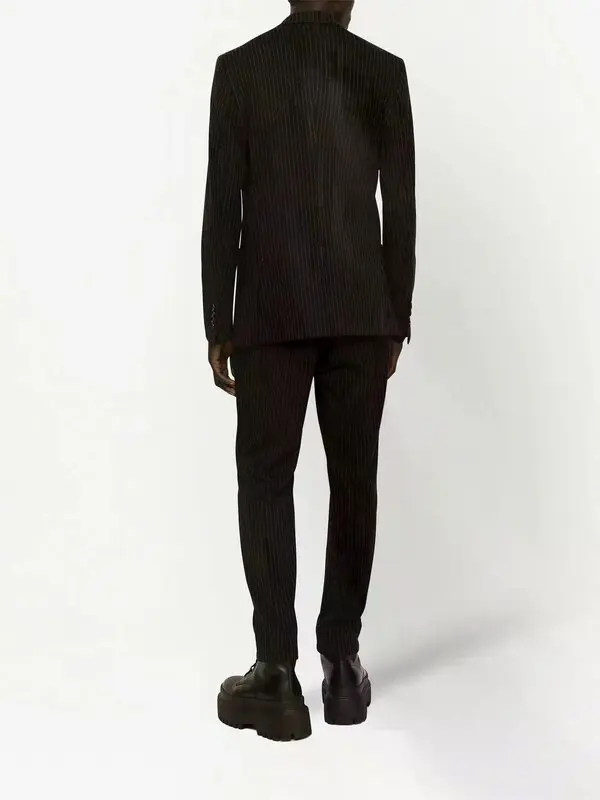 Dolce & Gabbana Logo-patch Pinstriped Track Pants - Black