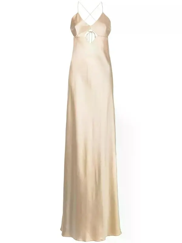 Michelle Mason Silk Cut-out Detail Gown - Gold