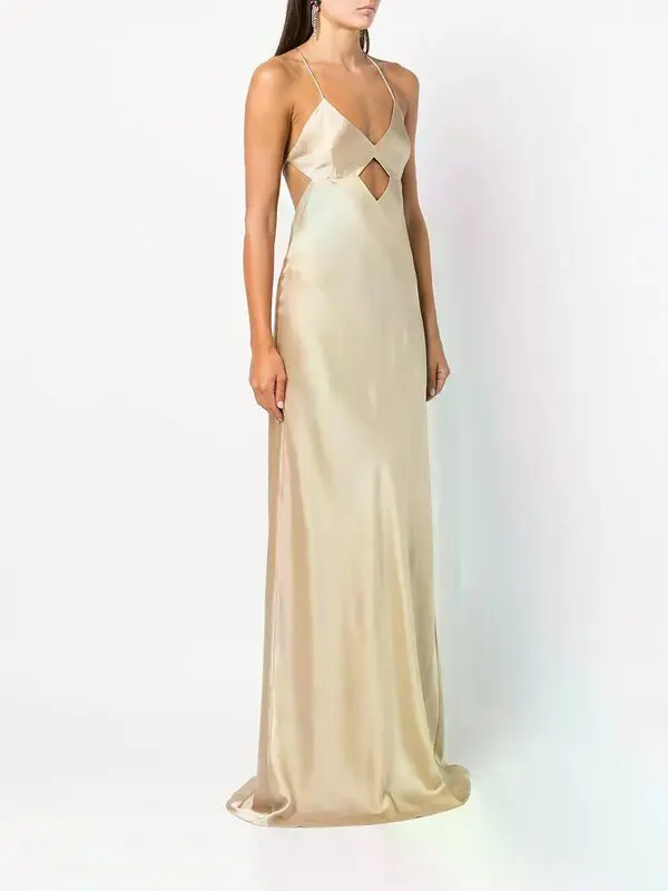 Michelle Mason Silk Cut-out Detail Gown - Gold