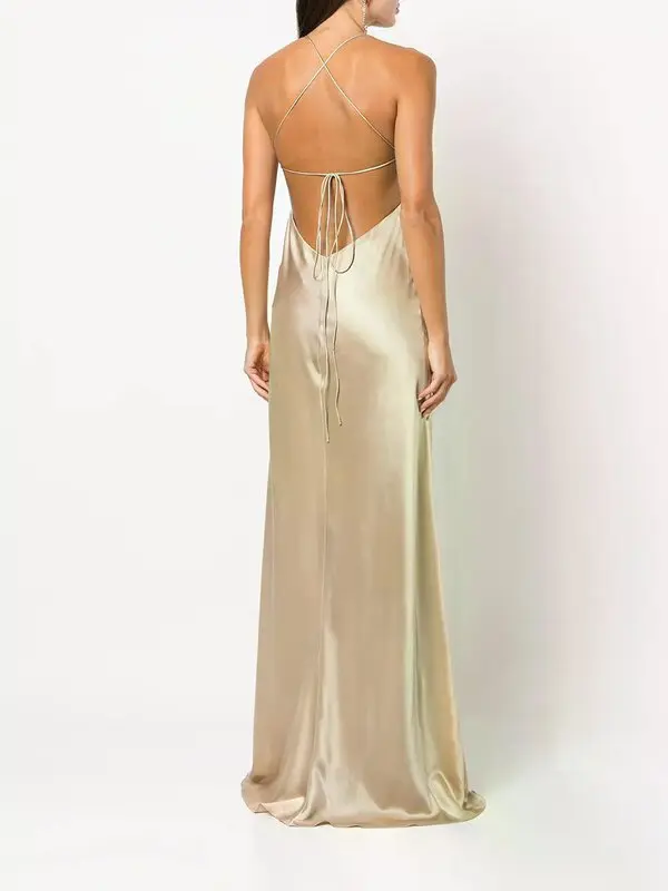 Michelle Mason Silk Cut-out Detail Gown - Gold