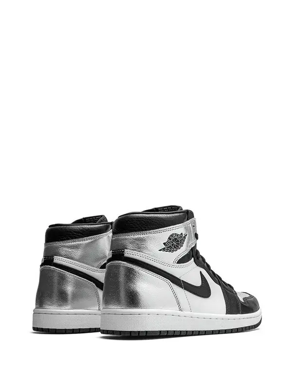 JORDAN Air 1 Retro High Og Silver Toe Sneakers - Black