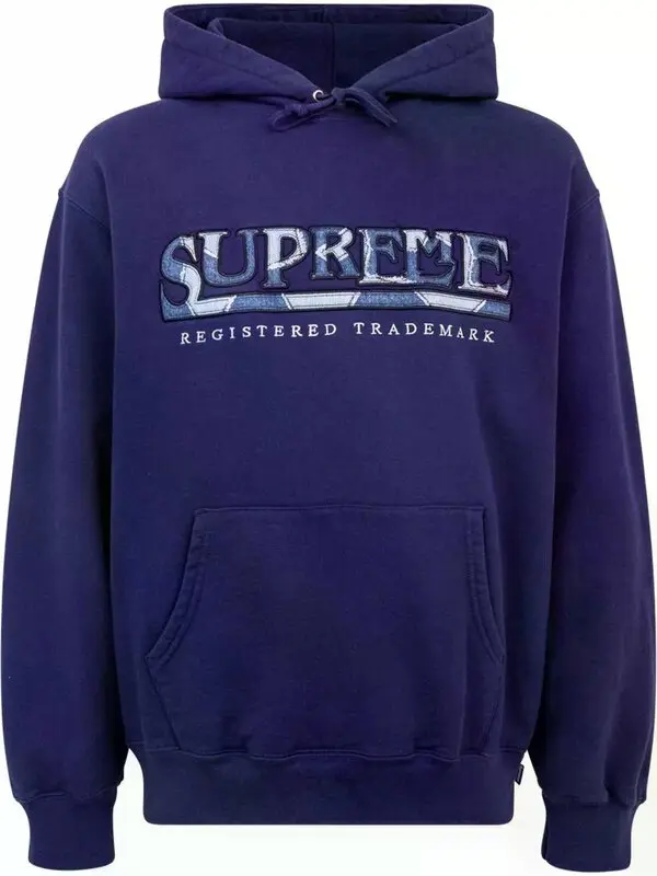 Supreme Denim-print Logo Hoodie
