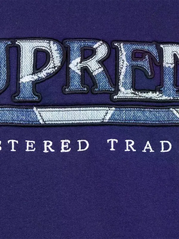 Supreme Denim-print Logo Hoodie
