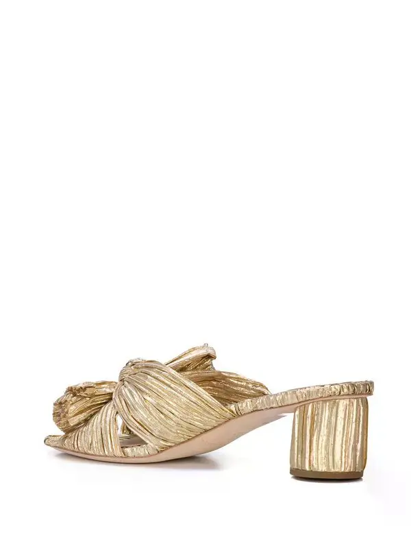 LOEFFLER RANDALL Emilia Pleated Knot Mules - Gold