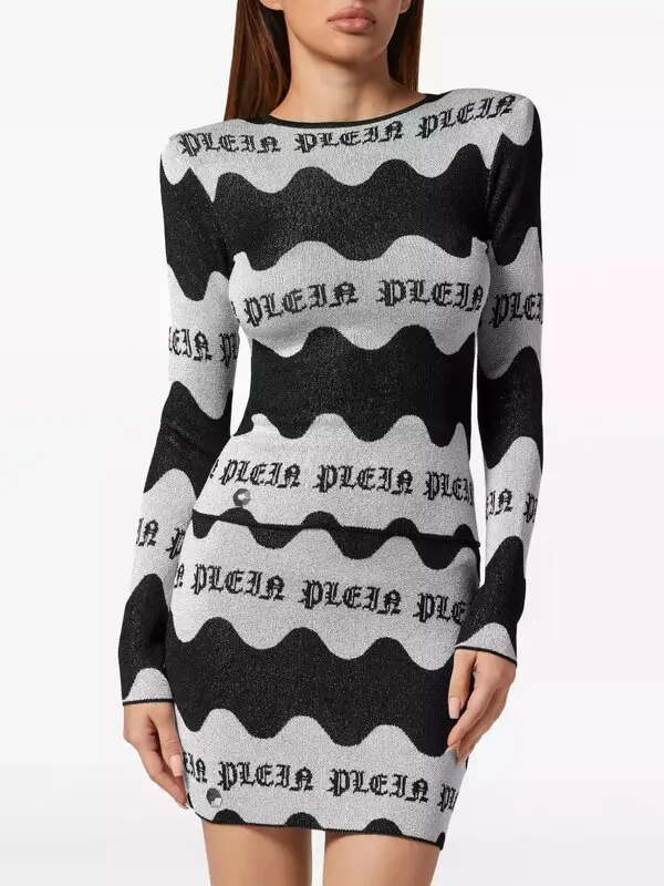 Philipp Plein Wave-jacquard Long-sleeve Top