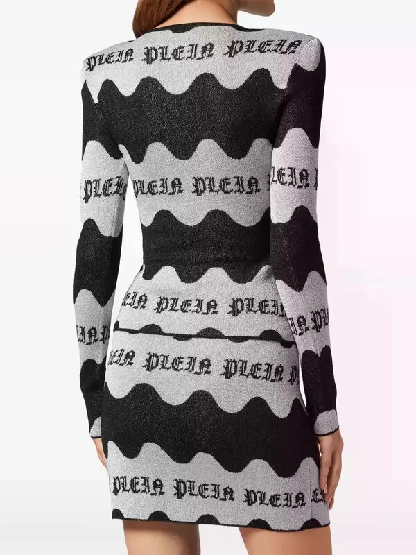 Philipp Plein Wave-jacquard Long-sleeve Top