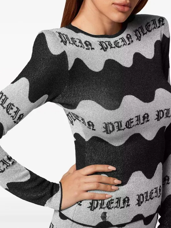 Philipp Plein Wave-jacquard Long-sleeve Top