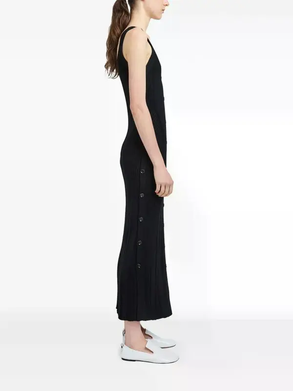 Proenza Schouler Ellis Ribbed Maxi Dress With V-neck - Black