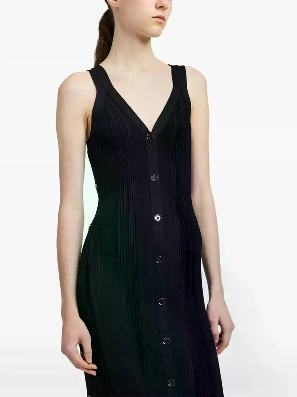 Proenza Schouler Ellis Ribbed Maxi Dress With V-neck - Black