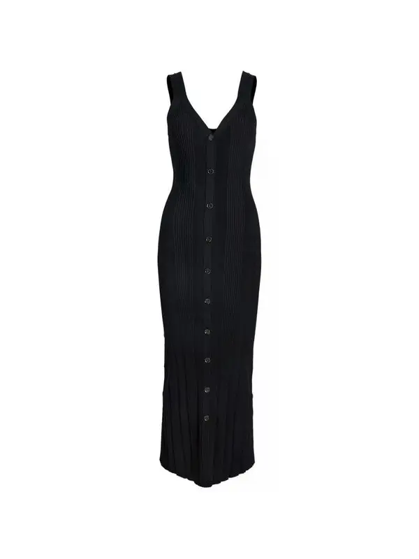 Proenza Schouler Ellis Ribbed Maxi Dress With V-neck - Black