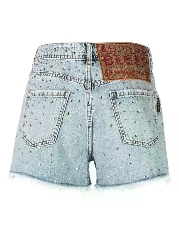 Philipp Plein Crystal Embellished Denim Shorts