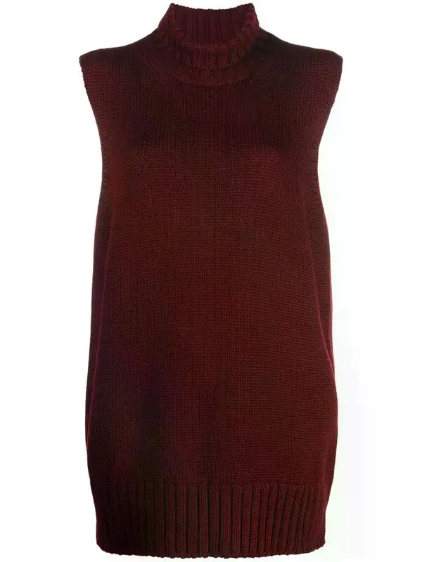 JIL SANDER Knitted High-neck Vest - Red