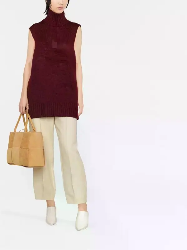 JIL SANDER Knitted High-neck Vest - Red