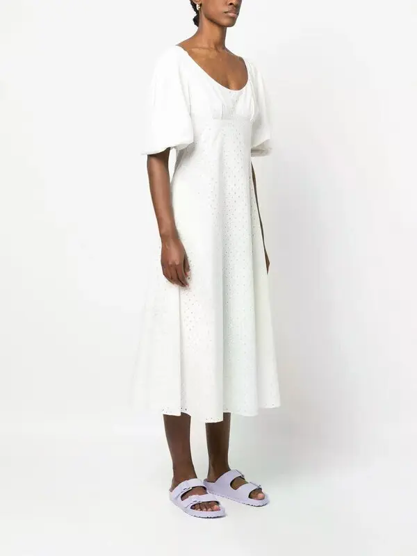 Kenzo Puff-sleeve Embroidered Midi Dress