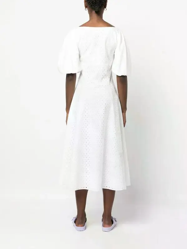 Kenzo Puff-sleeve Embroidered Midi Dress