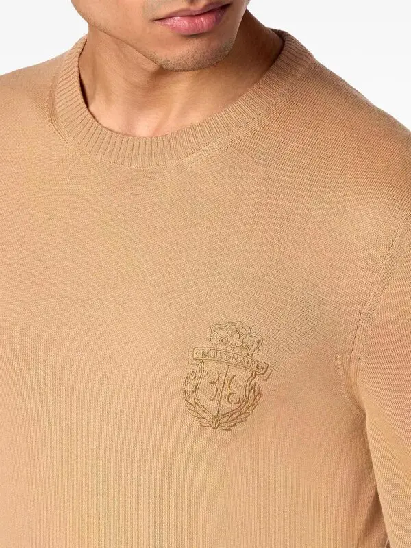 BILLIONAIRE Embroidered Logo Wool Jumper - Neutrals