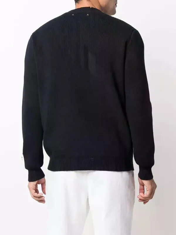 GOLDEN GOOSE Distressed Cotton Blend Round Neck Sweatshirt