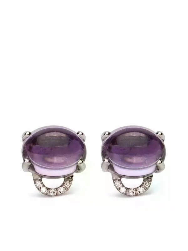 MAVIADA 18kt White Gold Amethyst And Diamond Stud Earrings