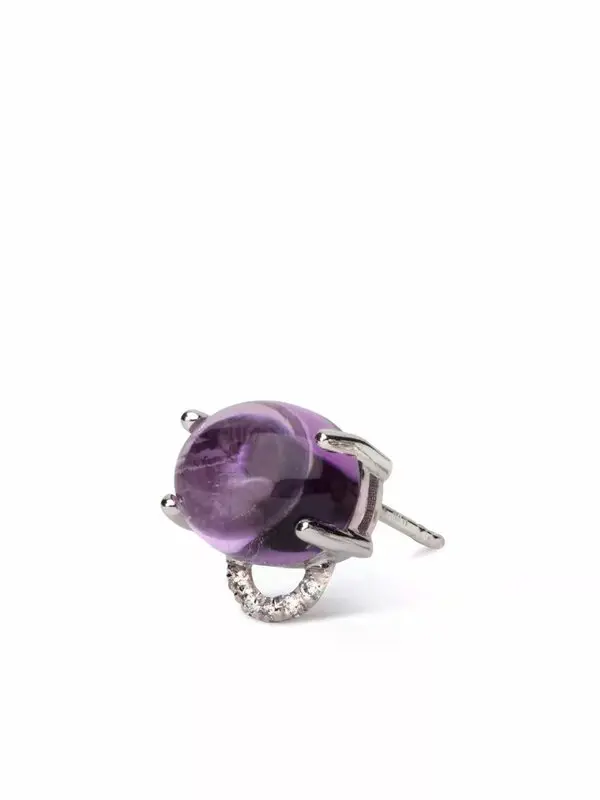MAVIADA 18kt White Gold Amethyst And Diamond Stud Earrings