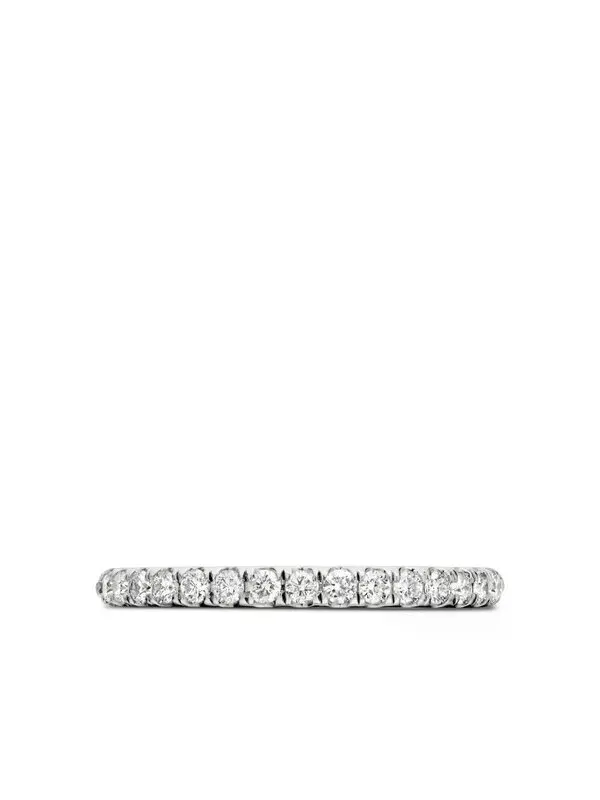 David Yurman 18kt White Gold Cable Collectibles Diamond Stack Ring