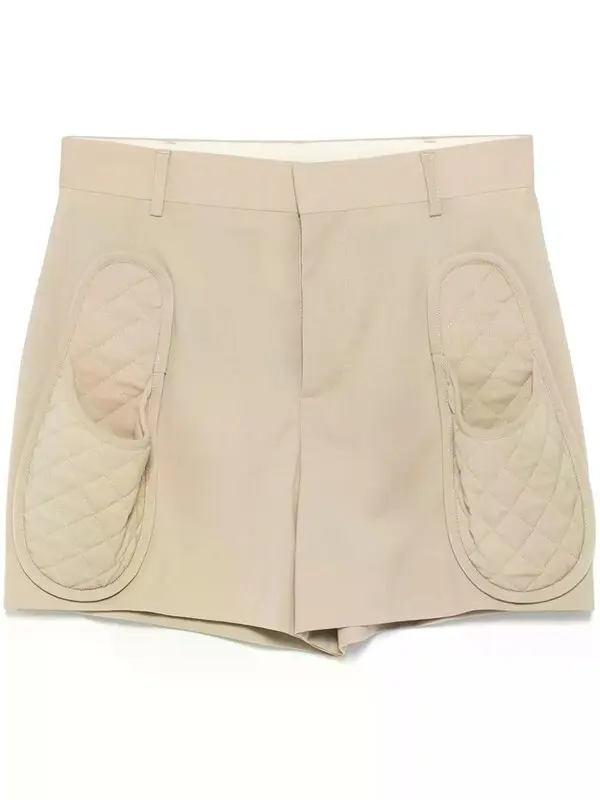 Moschino Wool Quilted Pocket Shorts - Neutrals