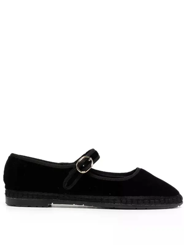 FLABELUS Antonia Ballerina Flats With Buckle Detail - Black
