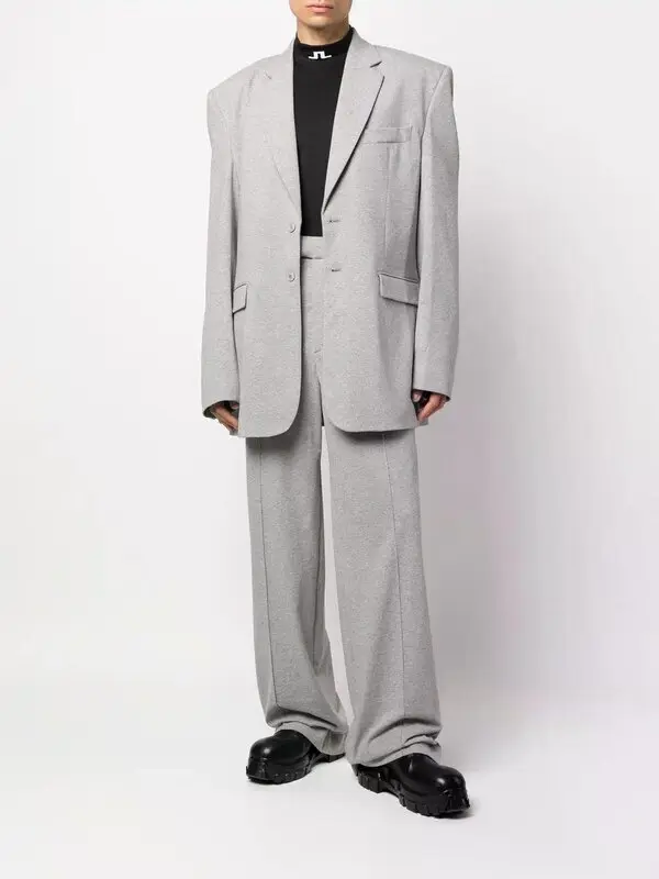 Vetements Single-breasted Shoulder-pad Blazer - Grey