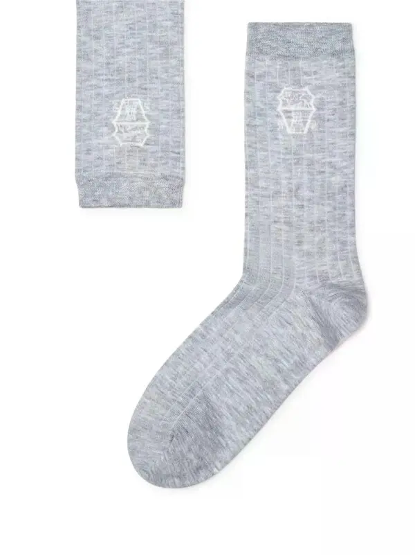 Brunello Cucinelli Intarsia-logo Knitted Crew Socks