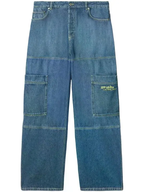 Off-White Irregular Cargo Jeans - Blue