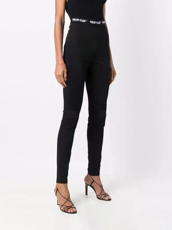 Philipp Plein Logo-waistband Jeggings - Black