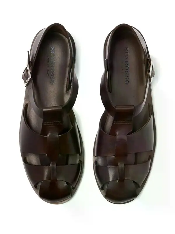 SCAROSSO Apollo Leather Sandals - Brown