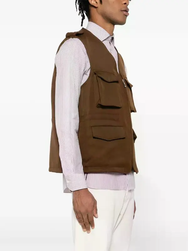 Caruso Chocolate Padded Gilet - Brown