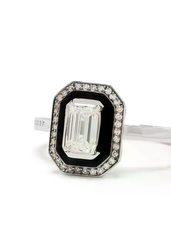 SELIM MOUZANNAR 18kt White Gold Mina Diamond And Enamel Ring
