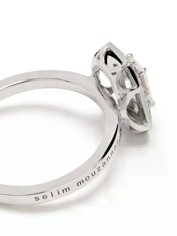 SELIM MOUZANNAR 18kt White Gold Mina Diamond And Enamel Ring