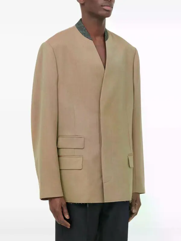 MAISON MARGIELA Collarless Single-breasted Wool Blazer
