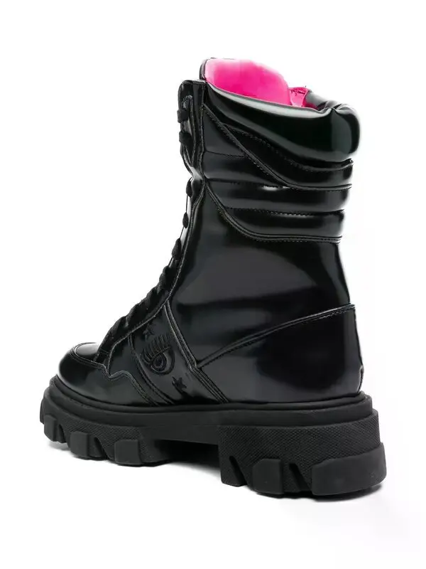 CHIARA FERRAGNI Logo Embroidered Combat Boots