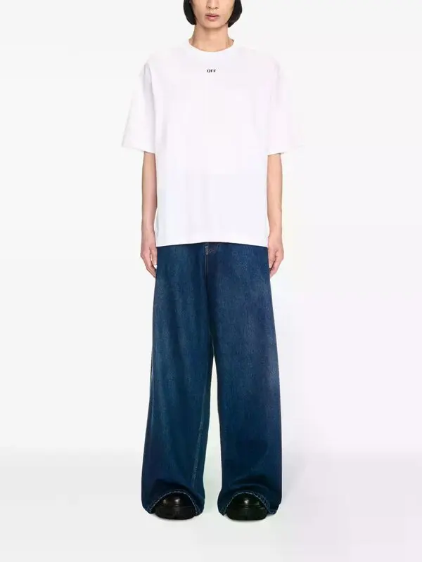 Off-White Logo-embroidered Wide-leg Jeans - Blue