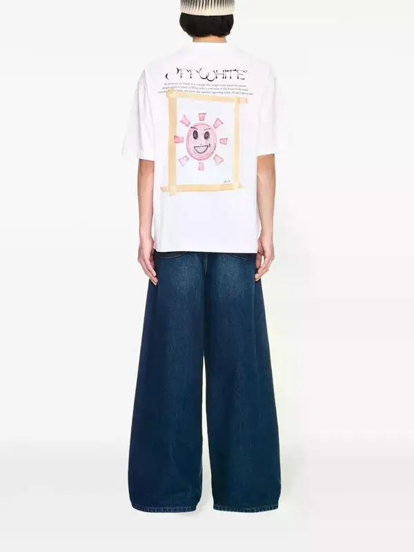 Off-White Logo-embroidered Wide-leg Jeans