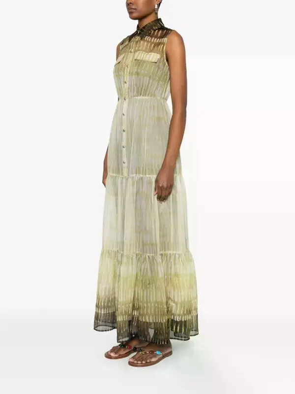Liu Jo Sleeveless Tiered Maxi Dress With Classic Collar