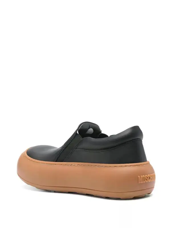 Moschino Oversized Sole Leather Slip-on Sneakers - Black