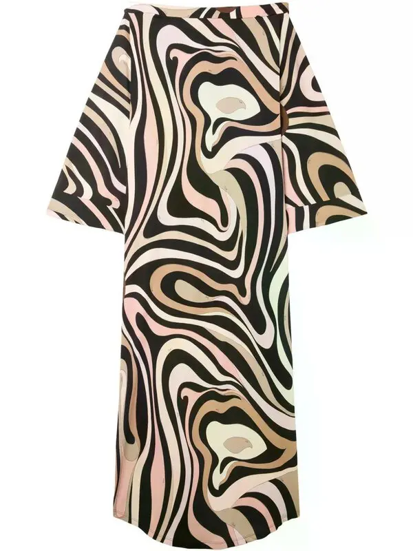 Emilio Pucci Marmo-print Boat Neck Dress - Black