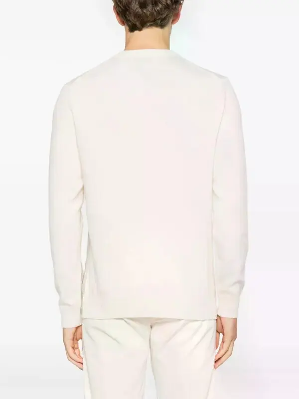 BALLANTYNE Argyle Intarsia V-neck Cashmere Sweater - Neutrals