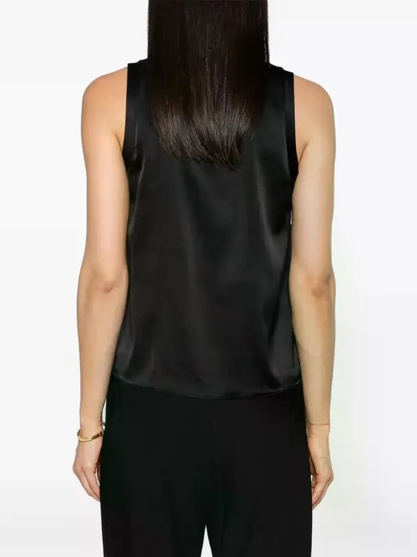 Maje Silk Sleeveless Round Neck Vest Top - Black