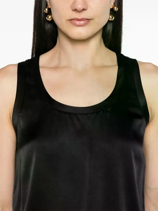 Maje Silk Sleeveless Round Neck Vest Top - Black