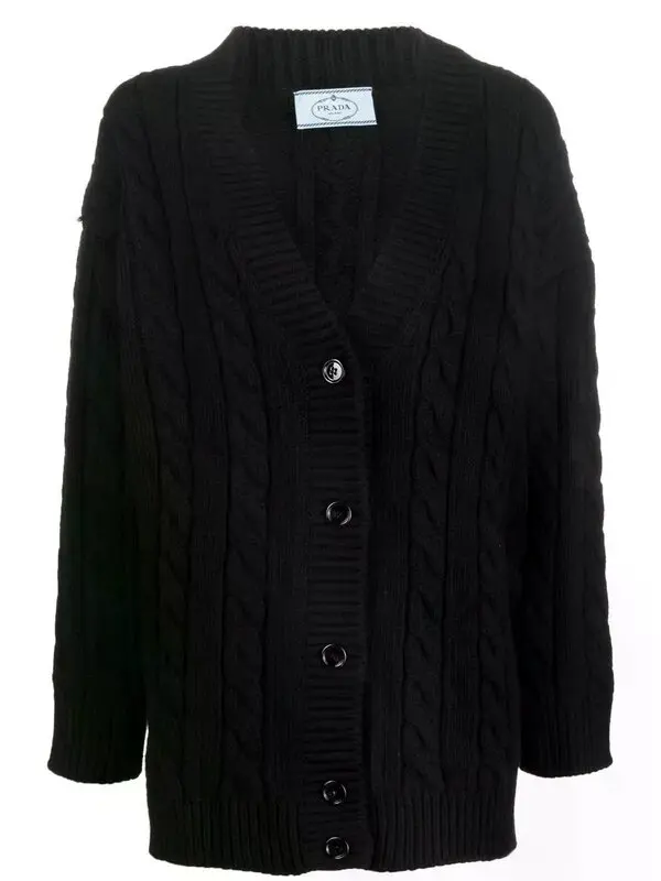 Prada V-neck Cable Knit Cardigan