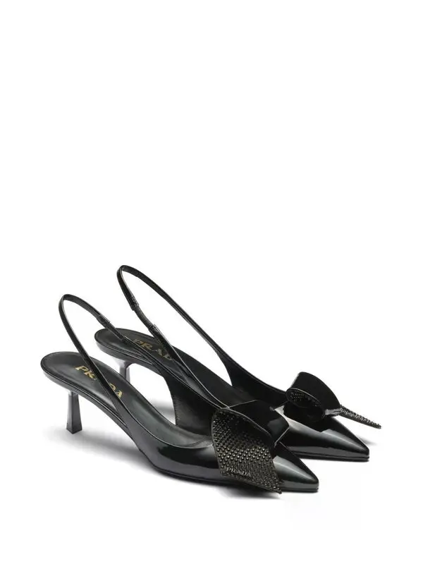 Prada 55mm Crystal-embellished Slingback Pumps