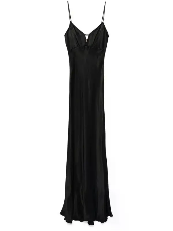 TWINSET Satin Maxi Dress With V-neck And Spaghetti Straps