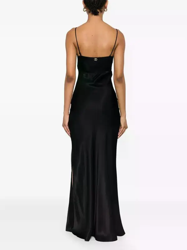 TWINSET Satin Maxi Dress With V-neck And Spaghetti Straps